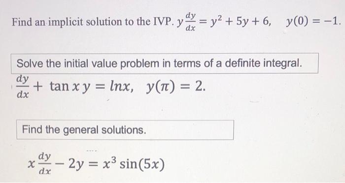 Solved Find an implicit solution to the IVP. | Chegg.com