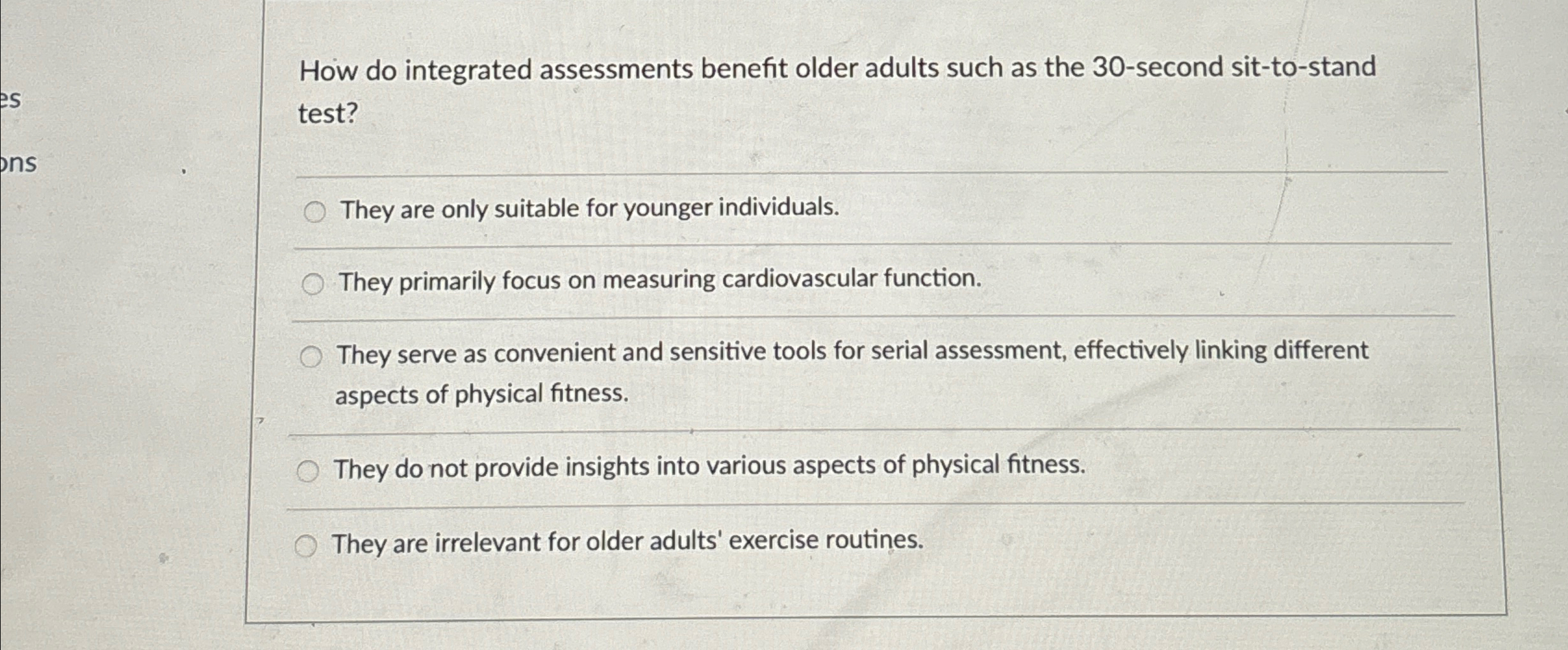 Solved How do integrated assessments benefit older adults | Chegg.com