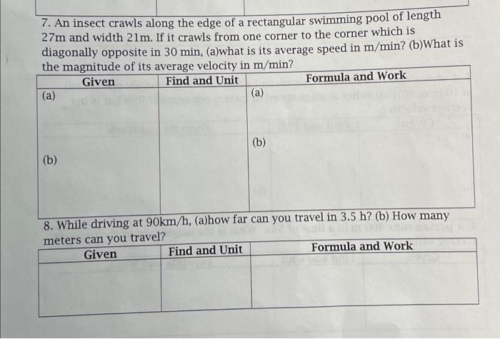 Solved 7. An insect crawls along the edge of a rectangular | Chegg.com