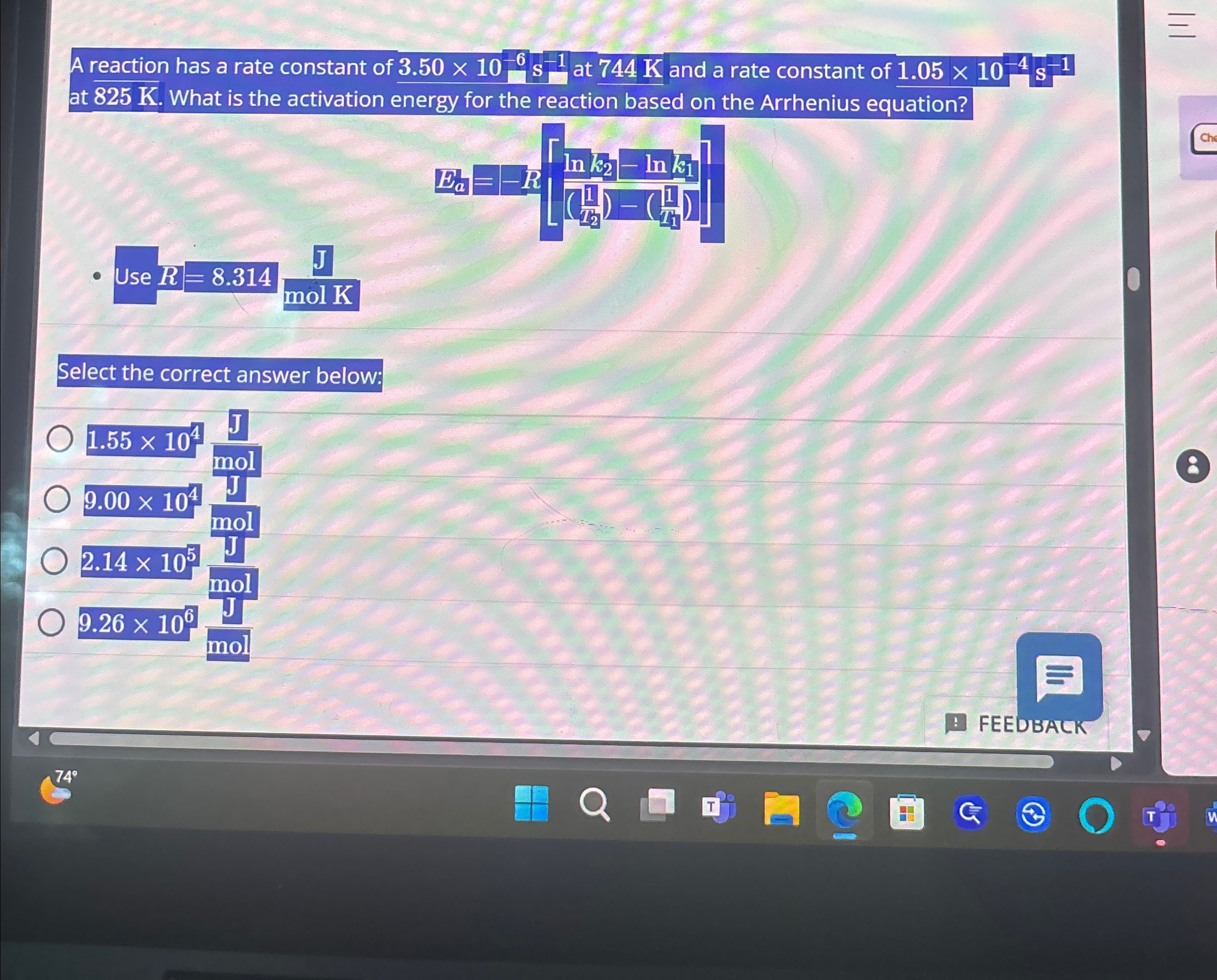 Solved A reaction has a rate constant of 3.50×10-6s-1 ﻿at | Chegg.com