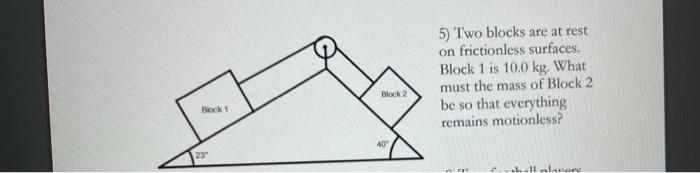 Solved 5) Two blocks are at rest on frictionless surfaces. | Chegg.com