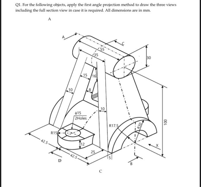 Solved Q1. For the following objects, apply the first angle | Chegg.com