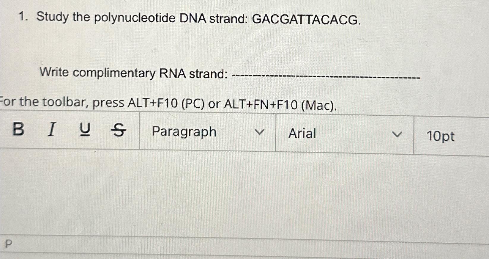Solved Study the polynucleotide DNA strand: | Chegg.com