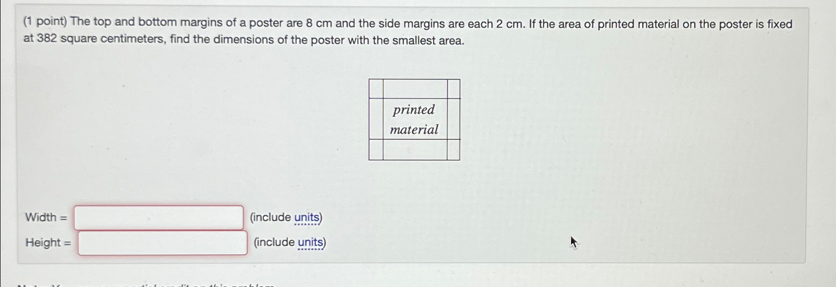 Solved (1 ﻿point) ﻿The top and bottom margins of a poster | Chegg.com