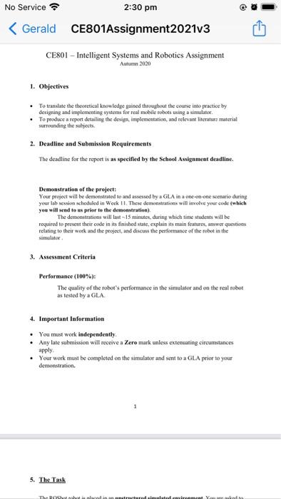 Solved CE801 – Intelligent Systems and Robotics Assignment | Chegg.com