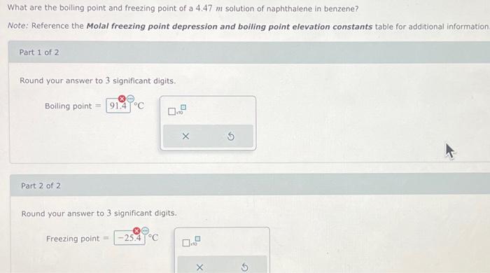 Solved What are the boiling point and freezing point of a | Chegg.com