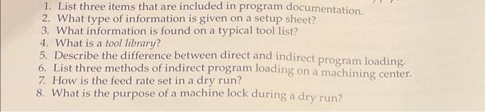 Solved 1. List three items that are included in program | Chegg.com