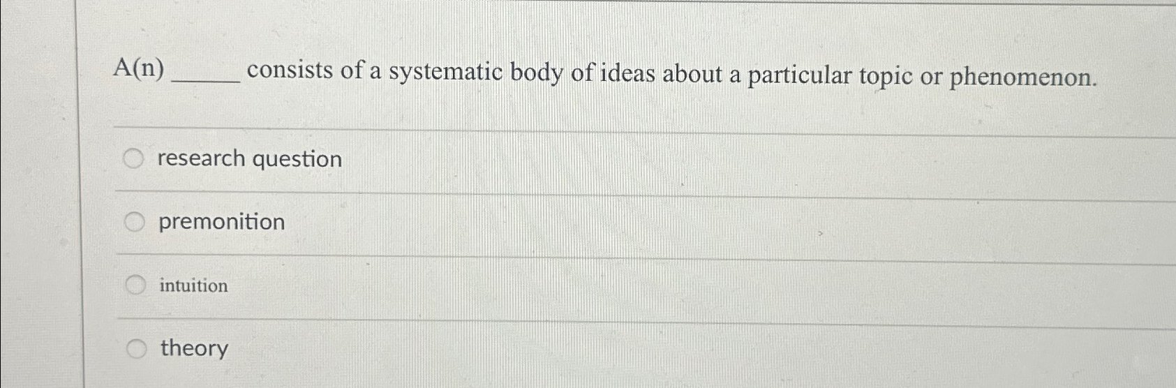 Solved A(n) ﻿consists of a systematic body of ideas about a | Chegg.com