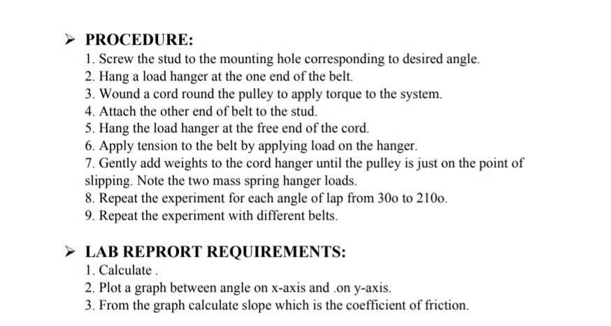 Solved LAB - 1 BELT FRICTION APPARATUSOBJECTIVE: The aim of | Chegg.com