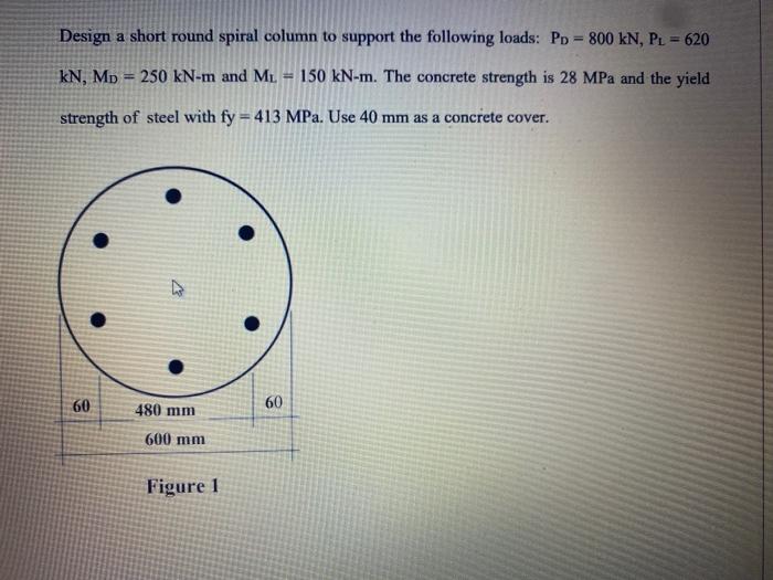 Solved Design a short round spiral column to support the | Chegg.com