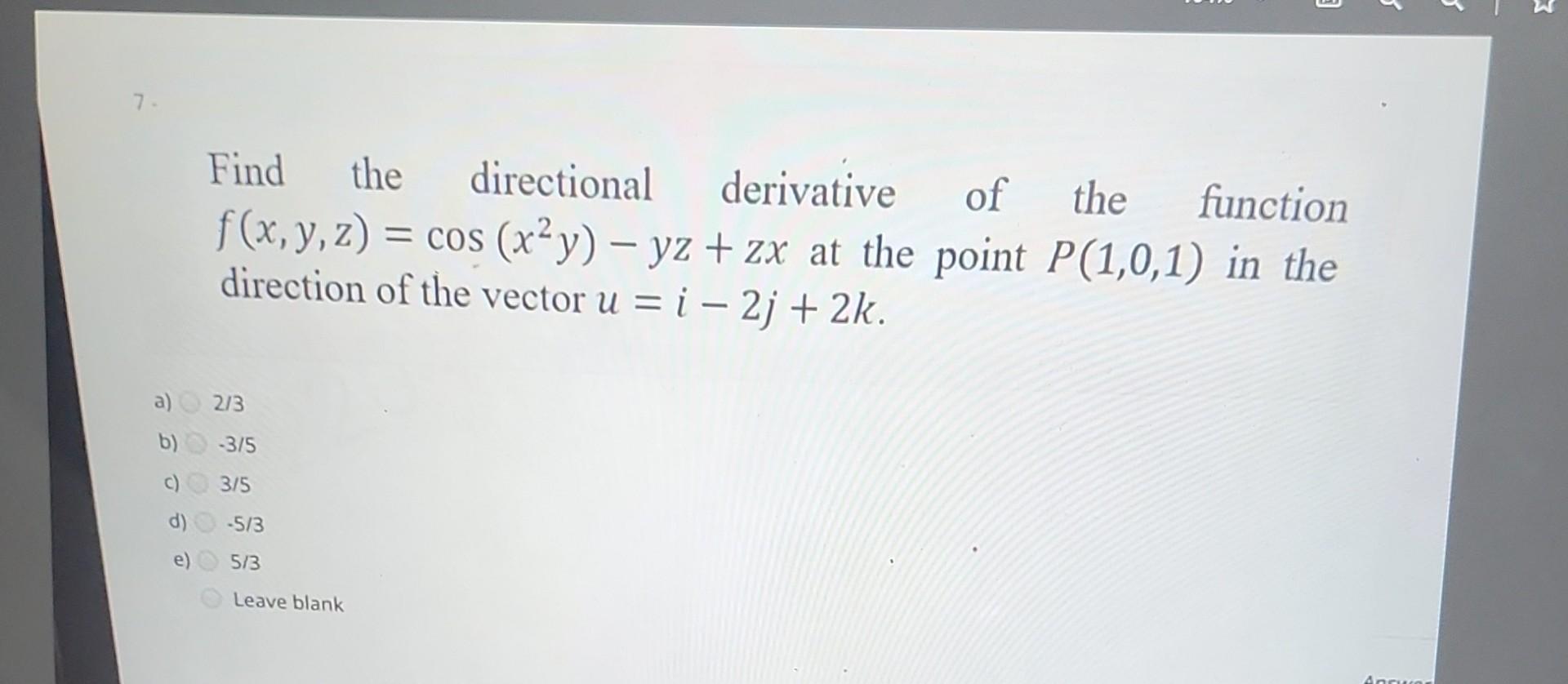 Solved Find the directional derivative of the function | Chegg.com