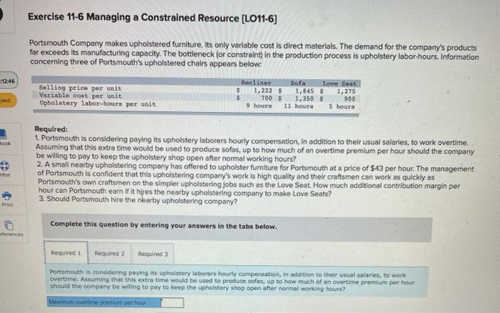 Solved Exercise 11-6 Managing a Constrained Resource | Chegg.com