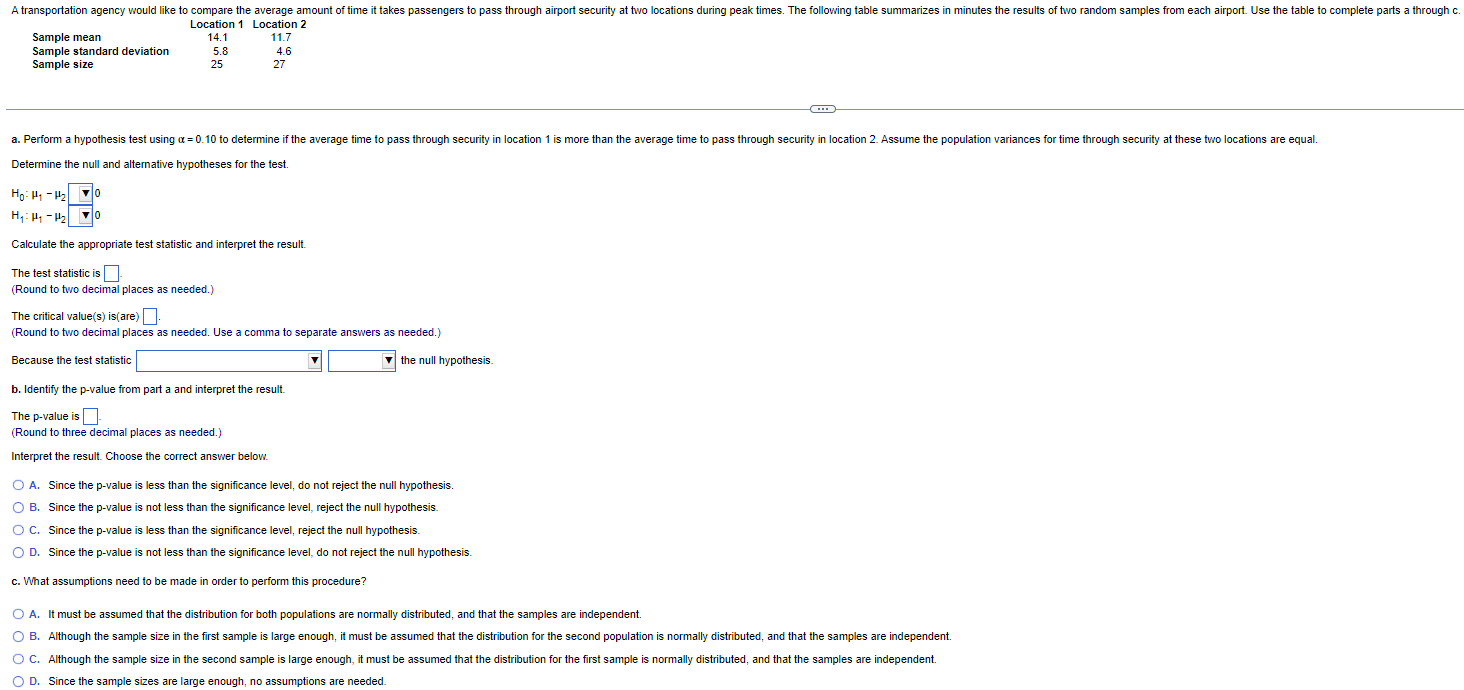Solved Determine the null and alternative hypotheses for the | Chegg.com