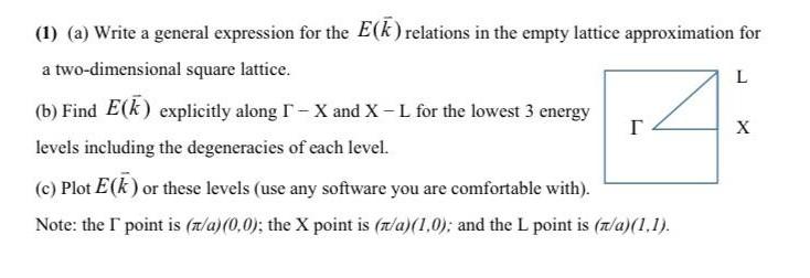 (1) (a) Write a general expression for the E(k) | Chegg.com