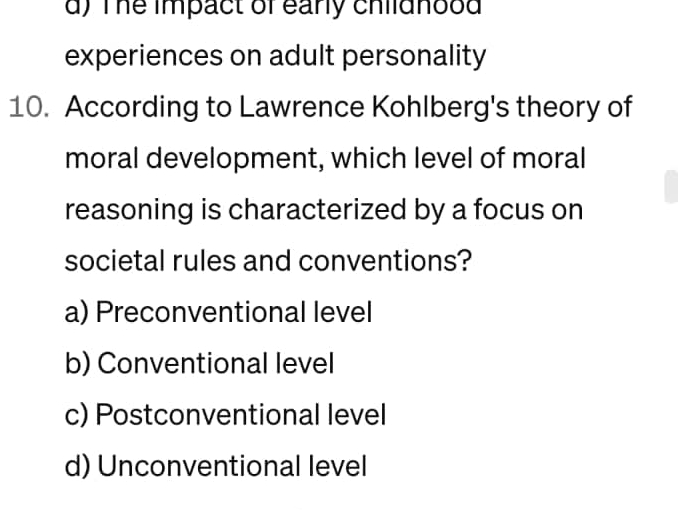 Solved experiences on adult personality10. ﻿According to | Chegg.com
