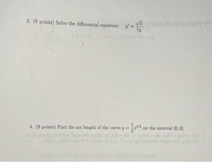 Solved 3. (8 points) Solve the differential equation: | Chegg.com