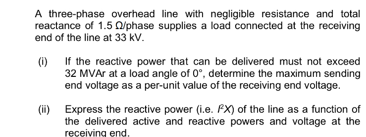 Solved A three-phase overhead line with negligible | Chegg.com