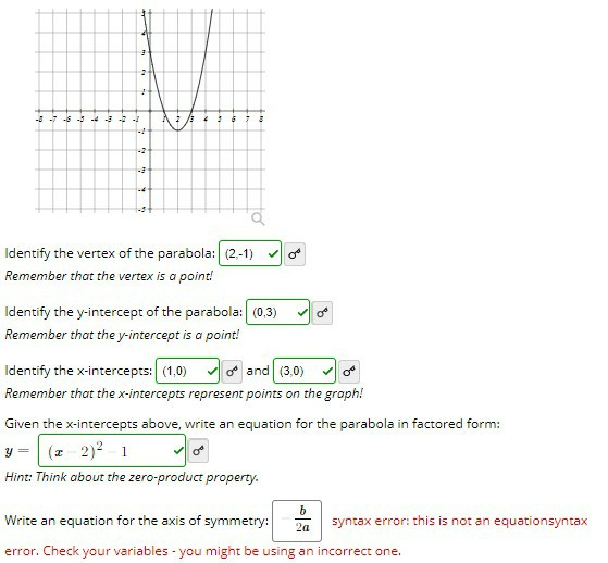 Solved 3 . oº Identify the vertex of the parabola: (2-1) | Chegg.com