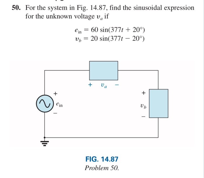 Solved 50. For the system in Fig. 14.87, find the sinusoidal | Chegg.com