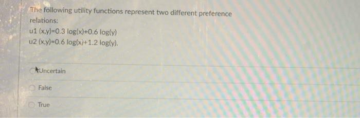 Solved The following utility functions represent two | Chegg.com