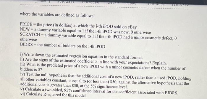 Solved 3 Consider The Following Stata Regression Output 
