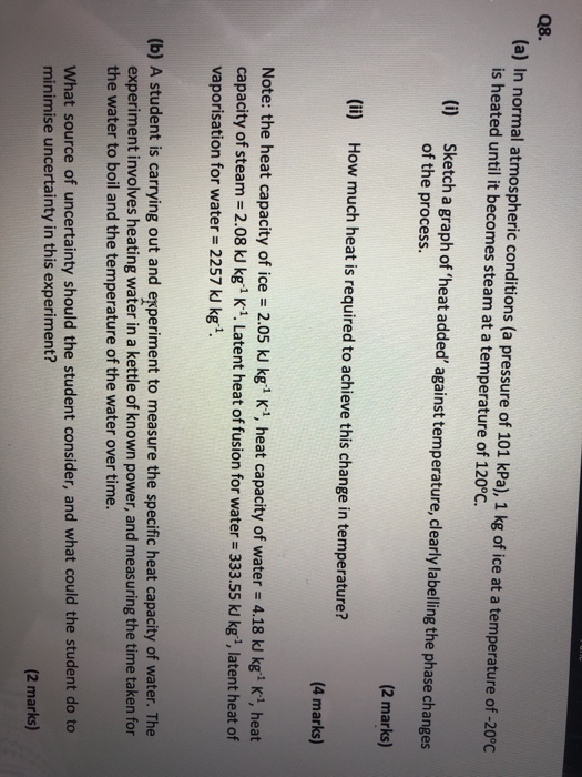 Solved Q8. (a) In normal atmospheric conditions (a pressure | Chegg.com