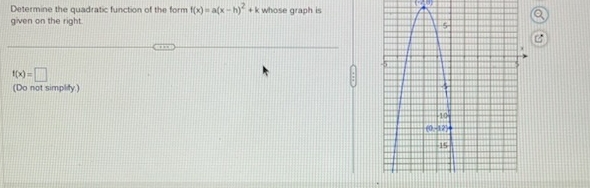 Solved Determine the quadratic function of the form | Chegg.com