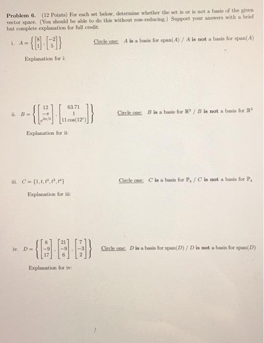 Solved Problem 6. (12 Points) For each set below, determine | Chegg.com Solved Problem 6. (12 Points) For each set below, determine | Chegg.com