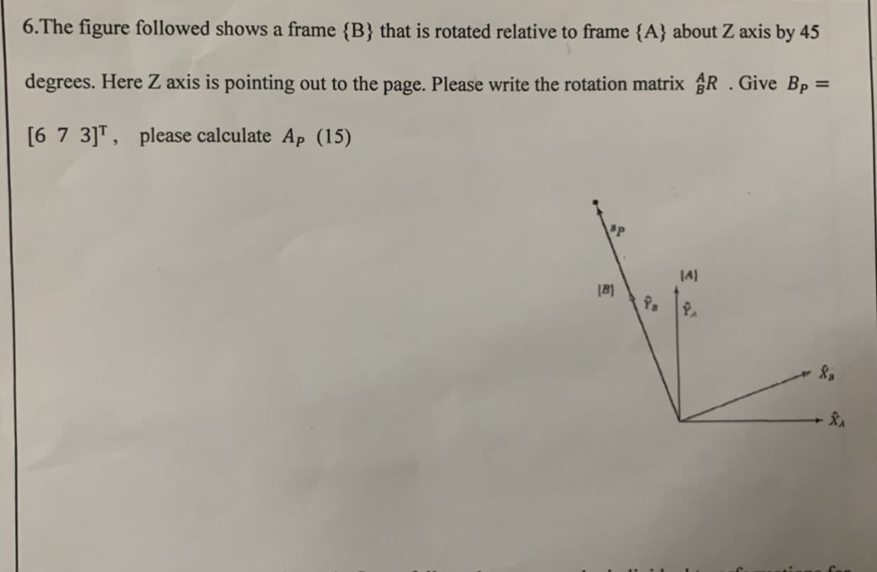 Solved The figure followed shows a frame {B} ﻿that is | Chegg.com