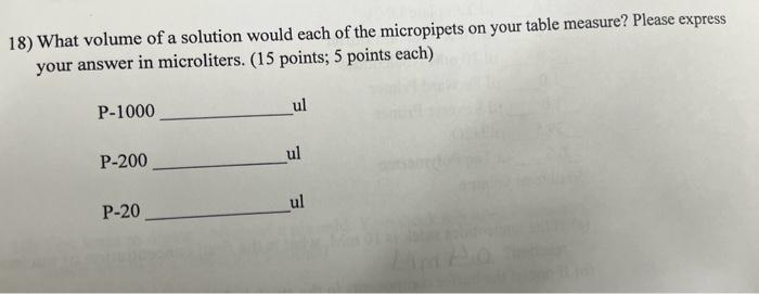 Solved 18) What volume of a solution would each of the | Chegg.com
