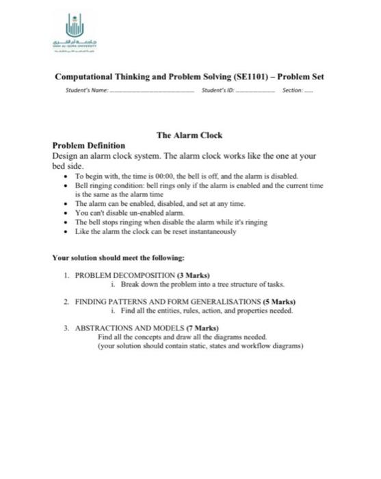 Solved Computational Thinking And Problem Solving Se1101 1548