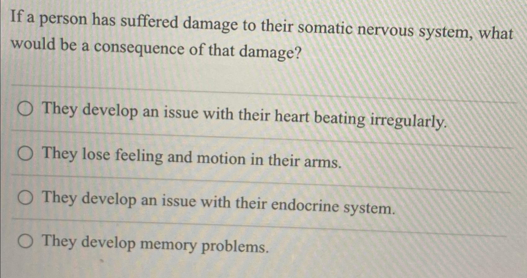 Solved If a person has suffered damage to their somatic | Chegg.com