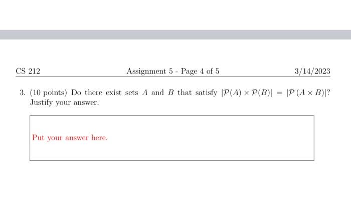 Solved (10 points) Do there exist sets A and B that satisfy | Chegg.com