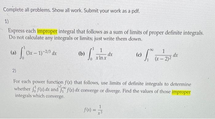 Solved Complete all problems. Show all work. Submit your | Chegg.com