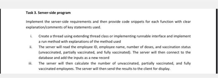 Solved Task 3. Server-side program Implement the server-side | Chegg.com
