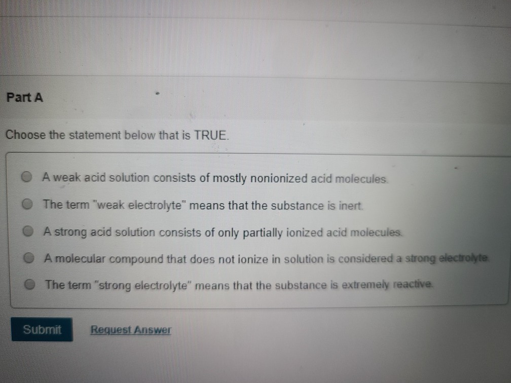 Solved Part A Choose the statement below that is TRUE. A | Chegg.com