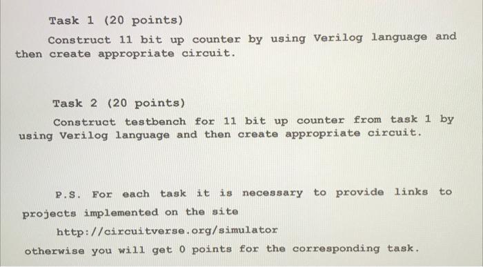Solved Task 1 (20 points) Construct 11 bit up counter by | Chegg.com