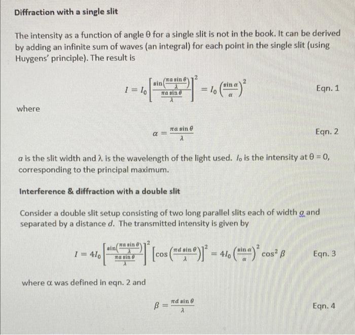 Solved Diffraction with a single slit a The intensity as a | Chegg.com