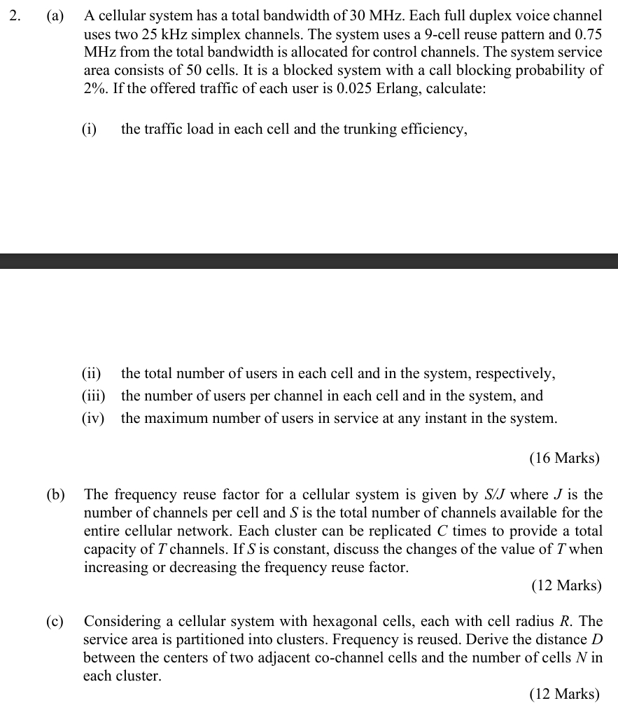 Solved (a) ﻿A cellular system has a total bandwidth of | Chegg.com