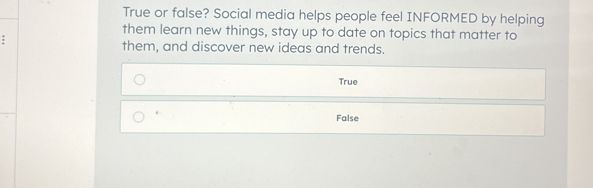 Solved True or false? Social media helps people feel | Chegg.com