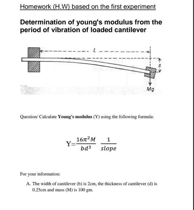 Solved Homework (H.W) based on the first experiment | Chegg.com