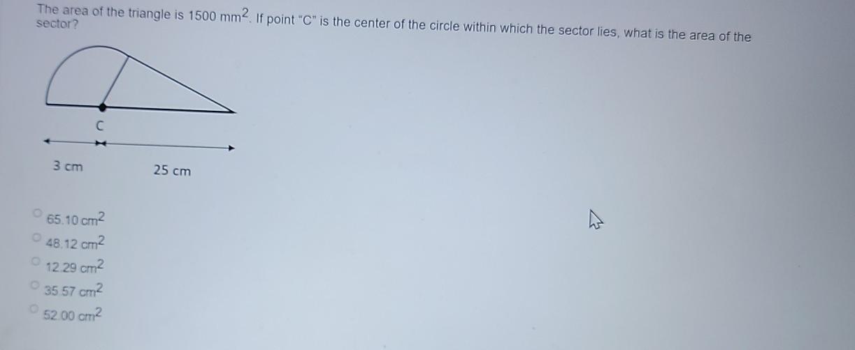 Solved The area of the triangle is 1500 mm2. If point "C" is | Chegg.com