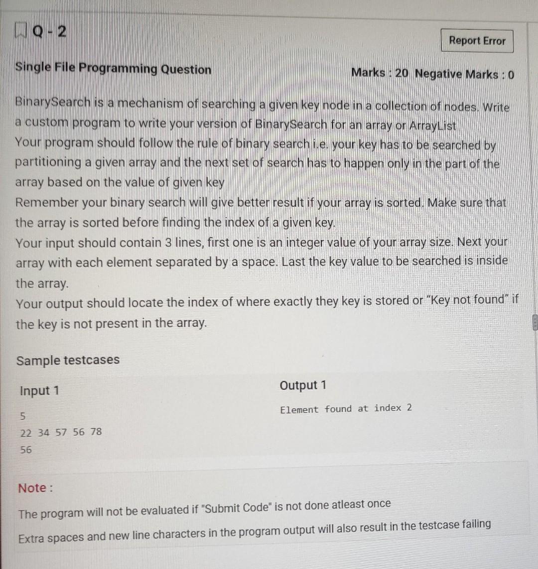 Solved Q-2 Report Error Single File Programming Question | Chegg.com