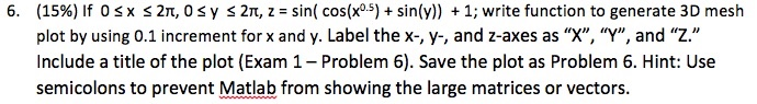 Solved 6. (15%) If OSX s 21,0 sy s 21, z = sin( cos(x0.5) + | Chegg.com