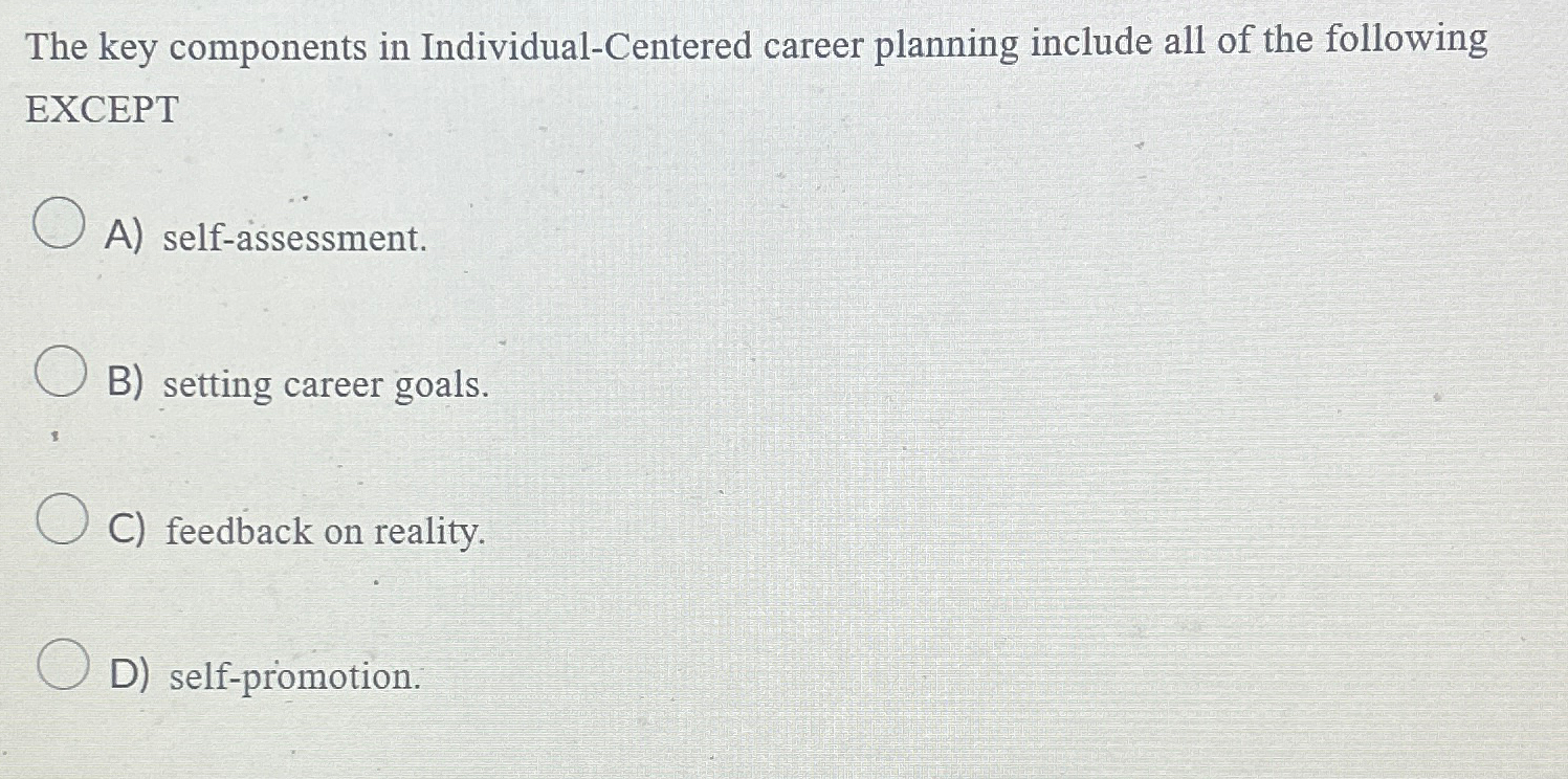 Solved The key components in Individual-Centered career | Chegg.com