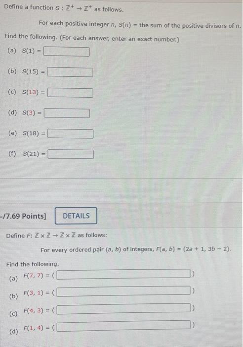 Solved Define a function S:Z+→Z+as follows. For each | Chegg.com
