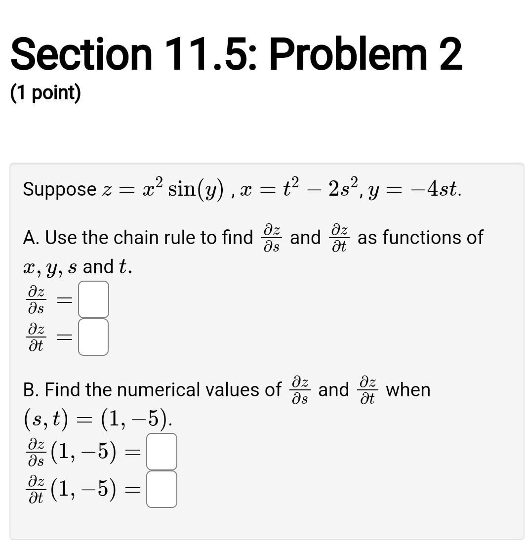 Solved Section 11.5: Problem 2 (1 point) Suppose | Chegg.com