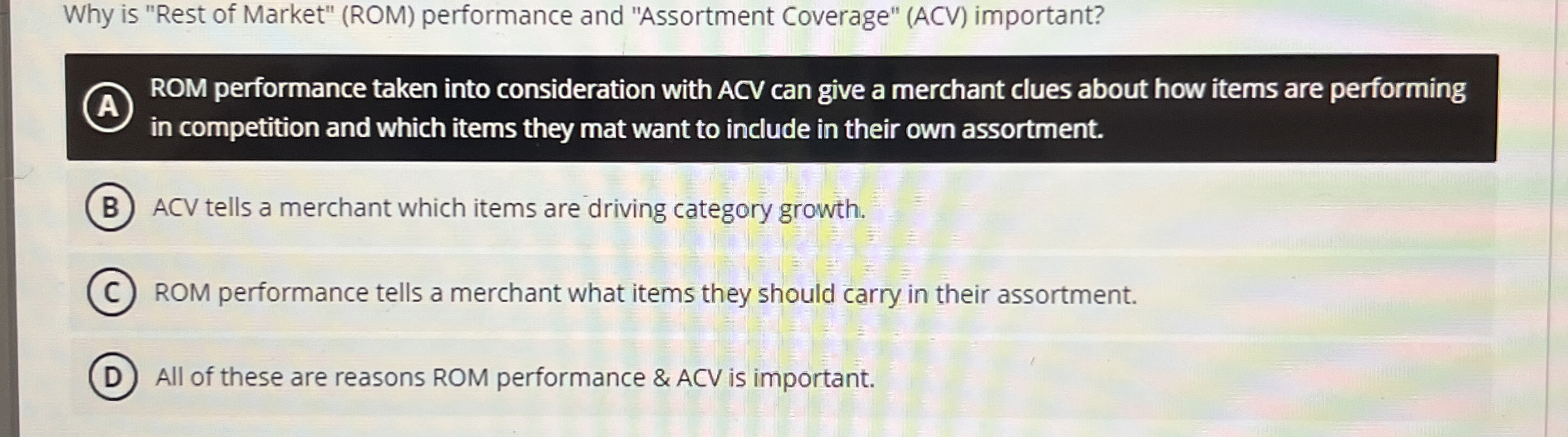 Solved Why is "Rest of Market" (ROM) ﻿performance and | Chegg.com