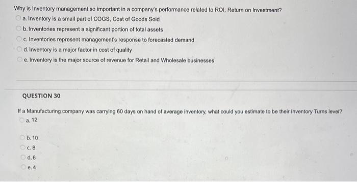 Solved Why is Inventory management so important in a | Chegg.com