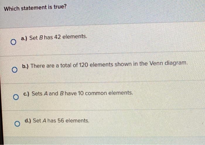 Solved Two sets A and B are shown in the Venn diagram below. | Chegg.com